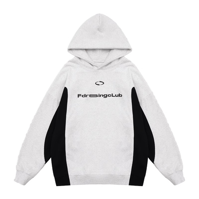 FDR国潮侧拼撞色印花连帽卫衣