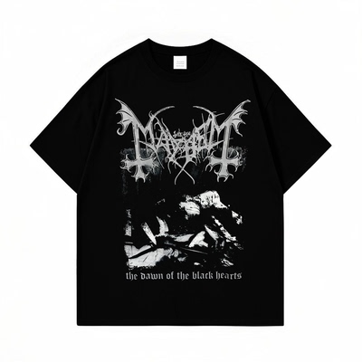 Mayhem挪威黑金属乐队印花短袖T恤男女摇滚暗黑小众纯棉上衣夏季