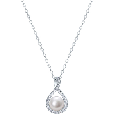 周六福淡水珍珠项链女人鱼之泪珍珠链坠S925银优雅跨年礼物送女友