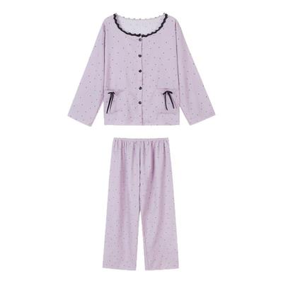 馨帮帮Homedress蕾丝边波点睡衣