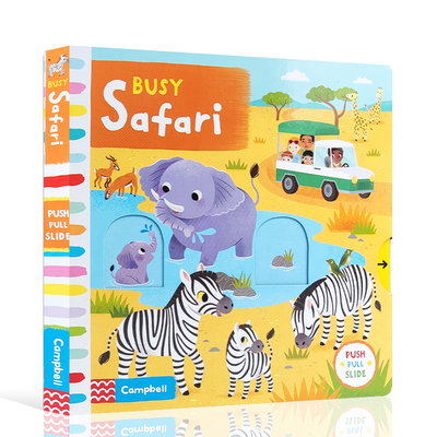 原版Busy books:Busy Safari忙碌的野生动物园busy忙碌系列低幼儿童英语启蒙亲子早教操作机关推拉抽拉书绘本撕不烂纸板书童书