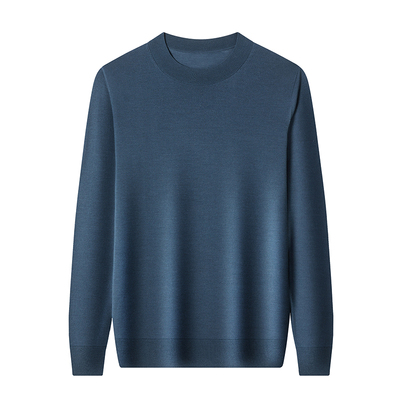 美丽诺100%精纺羊毛衫男半高领