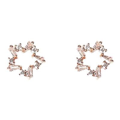 星星锆石无耳洞耳夹女精致小巧蚊香盘耳环新款轻奢高级感小众耳饰