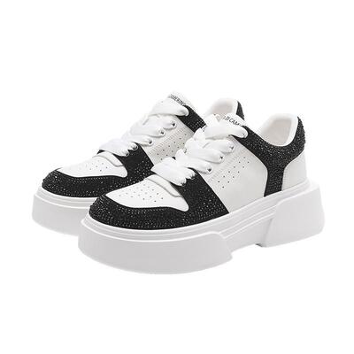 诺贝达休闲厚底水钻板鞋