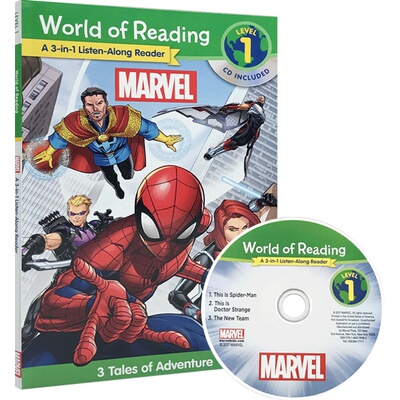 英文原版 World of Reading: Marvel 3-in-1 Listen-Along Reader 3合1 分级阅读 迪士尼漫威 经典有声绘本