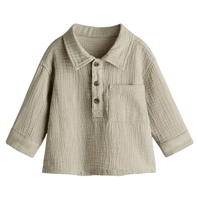 HM童装男婴衬衫2026夏季新款户外出游棉细布衬衫1270136