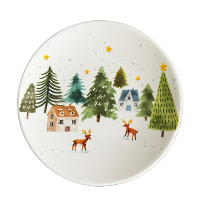 圣诞树图案小碟子16cm陶瓷蛋糕