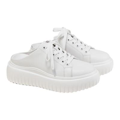 fed包头半拖夏季新款女鞋厚底小白鞋真皮外出拖鞋女款S0512-YA597