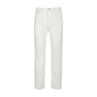 破洞白色长裤牛仔裤YORAINBOW
