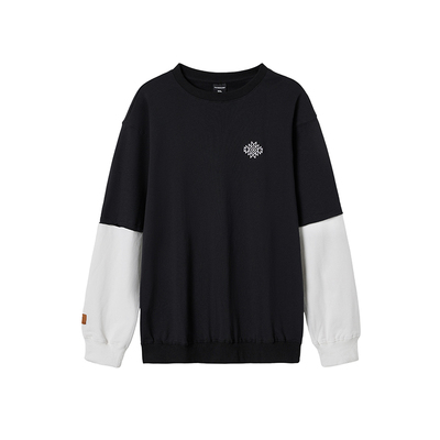 撞色拼接韦恩泽维尔宽松圆领卫衣