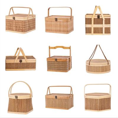 端午节粽子空礼盒竹编手糕点特产年货竹篮礼品大闸蟹篮糕点提篮子