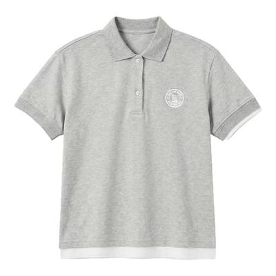 笛莎官旗青少年2026夏新款亲子刺绣下摆拼接polo衫翻领短袖T恤女
