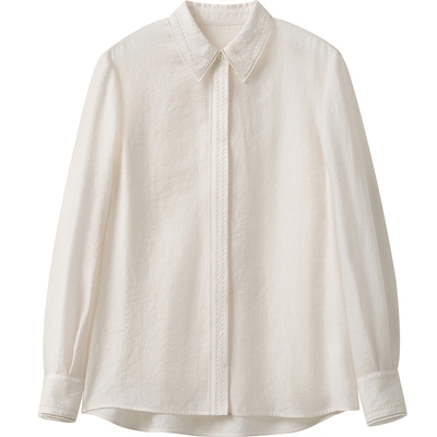 【播奥莱】播商场同款正肩花边衬衫女冬新宽松气质衬衣BDR4CD3408