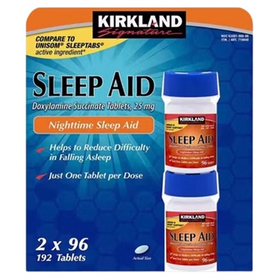 美国kirkland柯克兰睡眠片Sleep Aid安神助眠非褪黑素96片*2瓶