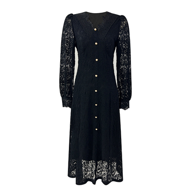 秋季小个子连衣裙黑色气质长裙