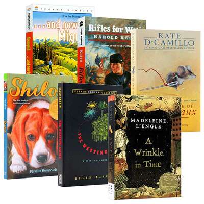 纽伯瑞国际儿童文学金奖获奖书单6册 英文原版小说 Newbery 原版少儿读物 儿童青少年文学书籍 浪漫鼠德佩罗 时间的皱折 英文版