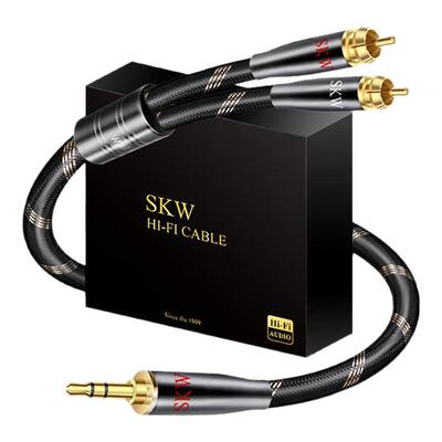SKW高端发烧单晶铜3.5转双莲花线