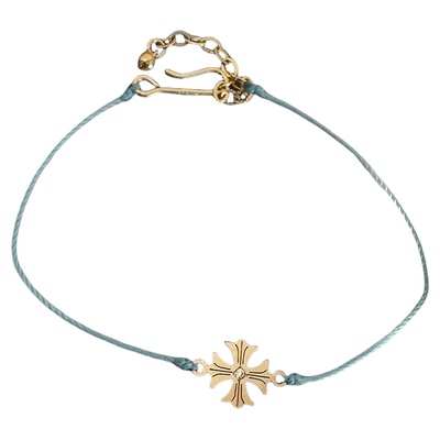hellojune 金色十字蓝色手绳