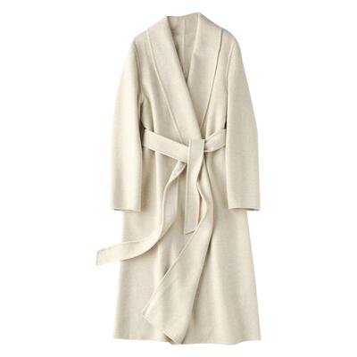 ROW风长款羊绒系带双面呢大衣