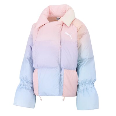 彪马翻领女粉色渐变羽绒服休闲