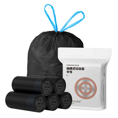 百补优选固成抽绳垃圾袋家用加厚手提式特厚厨房用黑色背心清洁袋