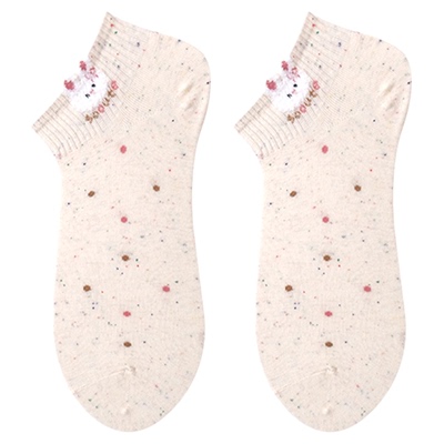 点子纱袜子女短袜ins春夏季薄款可爱日系卡通小兔短筒袜浅口船袜