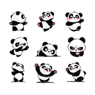 300PCTPVC熊猫创意汽车装饰贴纸