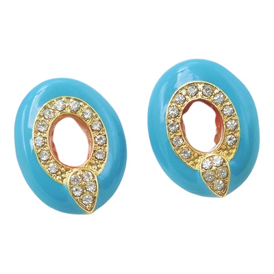 中式复古耳环银针轻奢滴釉珐琅时尚耳钉小众耳饰女C449