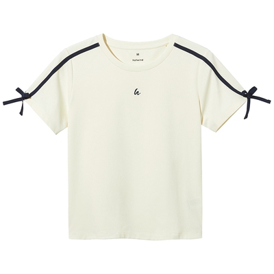 热风26年夏新款女士拼边短袖T恤