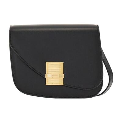 FERRAGAMO菲拉格慕 Fiamma Gancio 黑色女款小号单肩斜挎包