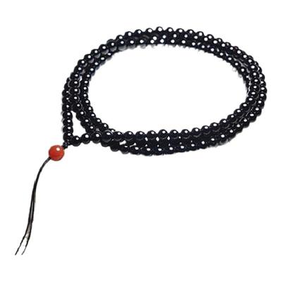 手工编4毫米小珠黑曜石吊坠挂绳