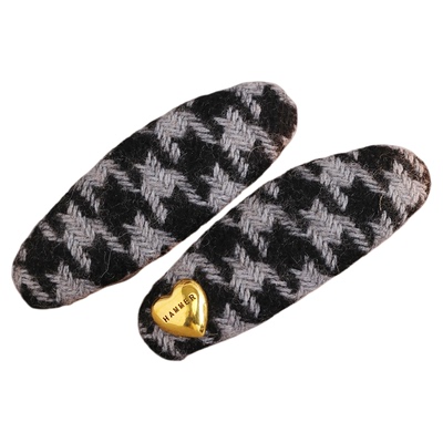 高端韩版针织线发夹格子边夹