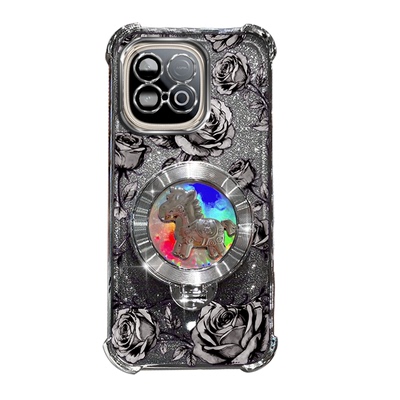 iQOOZ10TurboPro手机壳iqooz10tpro玫瑰印花旋转陀螺支架新年款国风国潮全包防摔软边框电镀边框爆款限量款