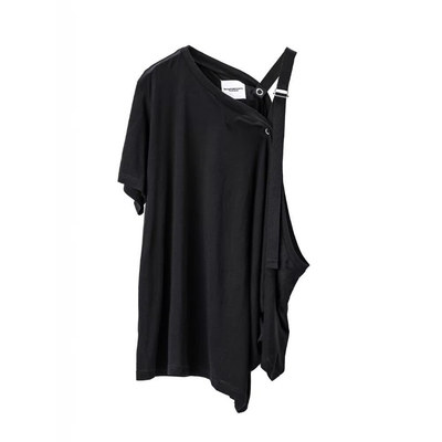 SOLOIST T-Shirt Black纯棉街头风痞帅露肩短袖T恤全黑色