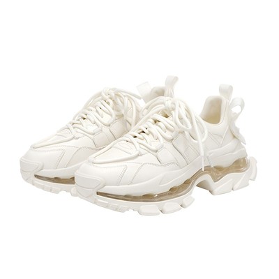 薇薇燃牛皮气垫增高老爹鞋