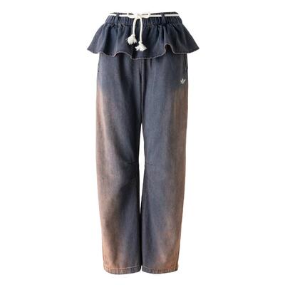 阿迪达斯三叶草牛仔裤长裤女2026春季新款运动裤宽松直筒裤KS0624