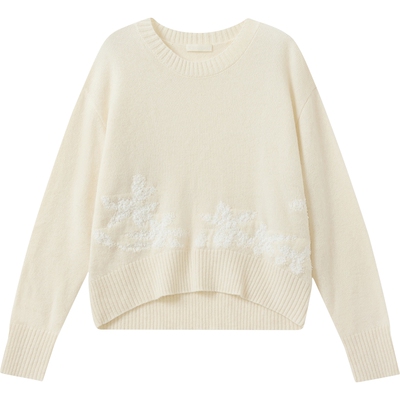 播商场同款宽松圆领羊毛针织衫女冬季新款休闲毛衣BDS4SD3715