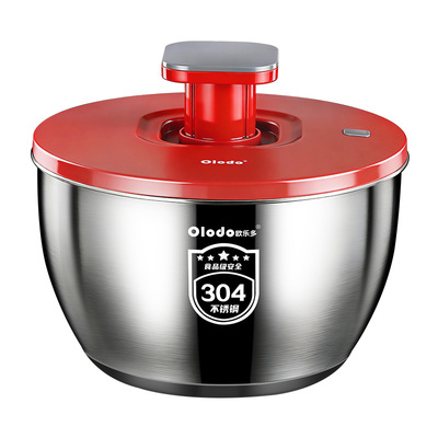 304不锈钢蔬菜脱水器家用水果沙拉甩干机手动沥水篮洗菜甩水神器