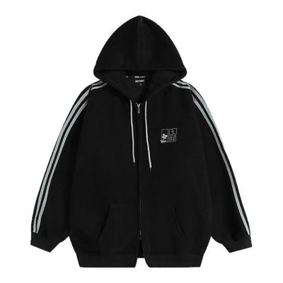 INSstudios「刺绣条纹开衫卫衣」