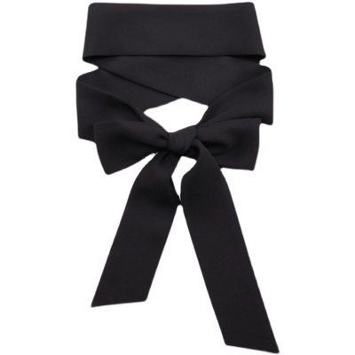 HJG黑色雪纺丝带衬衣饰蝴