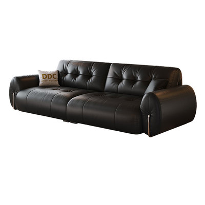 DDC意式极简黑色真皮空灵沙发