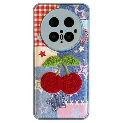 拓岚 适用华为pura70pro+新款手机壳Pura80ultra秋冬p60牛仔纹星星立体刺绣樱桃mate80pro/70/60挂绳50皮质女