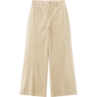 播灯芯绒阔腿休闲裤女冬季宽松显瘦直筒长裤DDS4KD5301