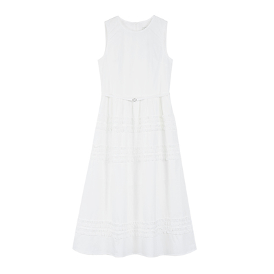 pusumede 南法假日|法式无袖连衣裙女木耳花边蛋糕裙气质背心裙