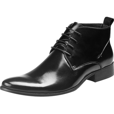 vqgt英伦高帮真皮皮靴尖头加绒