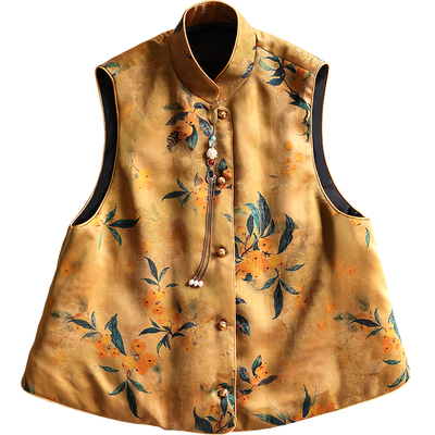 云澍对襟新中式立领对襟夹棉马甲