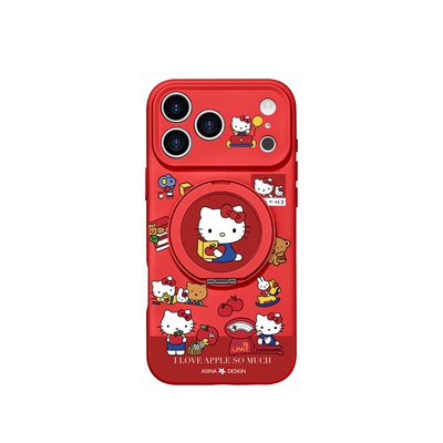 苹果凯蒂适用iPhone17Promax手机壳新款苹果16Pro磁吸带支架套Bo3液态硅胶支点ip15高级感14网红色女13pm全包