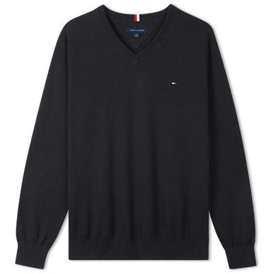 Tommy男装纯棉小绣标V领针织衫