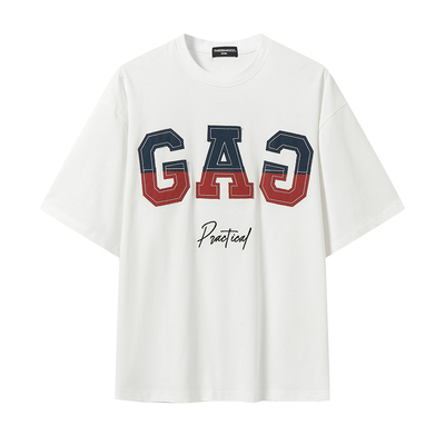 白口阳【自由旅者】GAG撞色贴布短袖夏季拼接logoT恤上衣