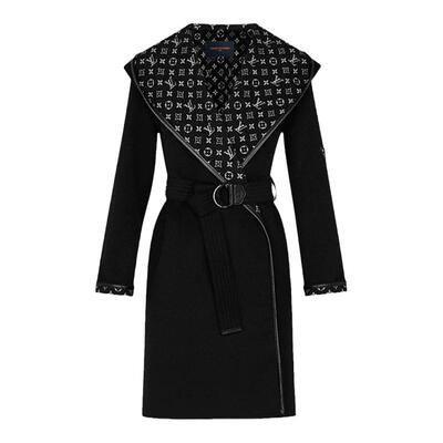 1h可退 欧洲直邮Louis Vuitton路易威登女士大衣毛丝混纺老花1A99